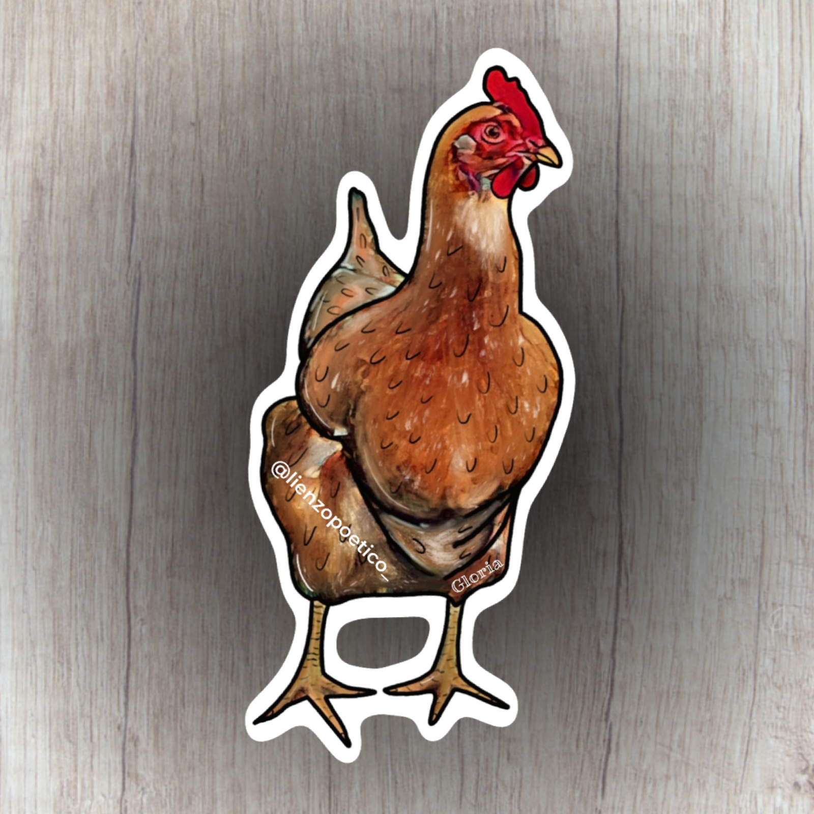 Sticker de Gallina – Lienzo Poético