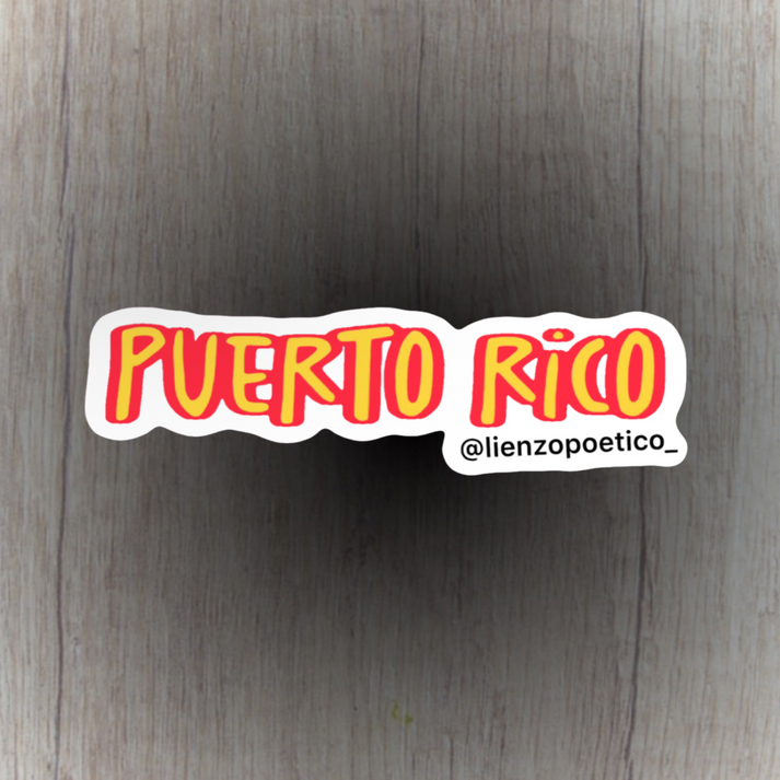 Sticker de Puerto Rico amarillo y rojo – Lienzo Poético