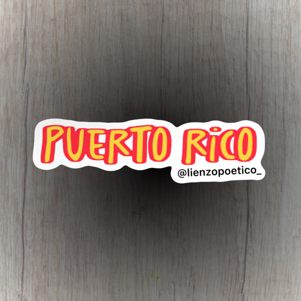 Sticker de Puerto Rico amarillo y rojo – Lienzo Poético